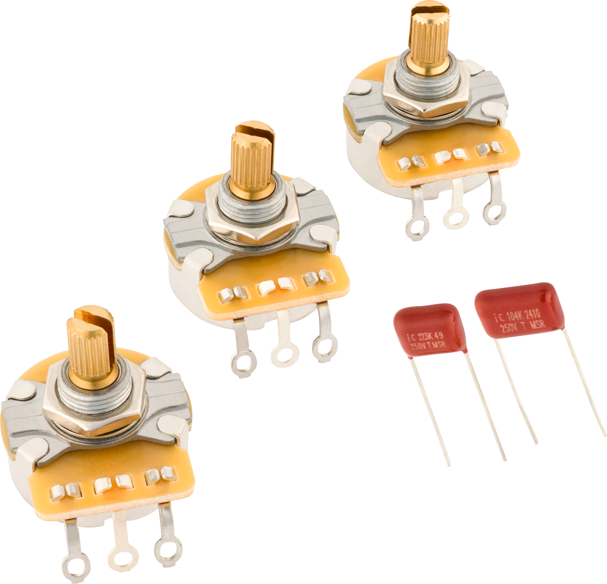 Fender Stratocaster Split Shaft Potentiometer and Capacitor Kit, 3-Pac ...